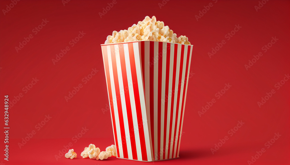 Popcorn container mockup. Curved container with red and white stripes ...