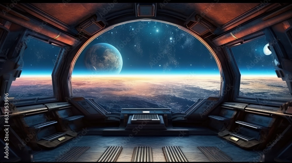 Futuristic Space Station Interior with Sleek Technology and Endless ...