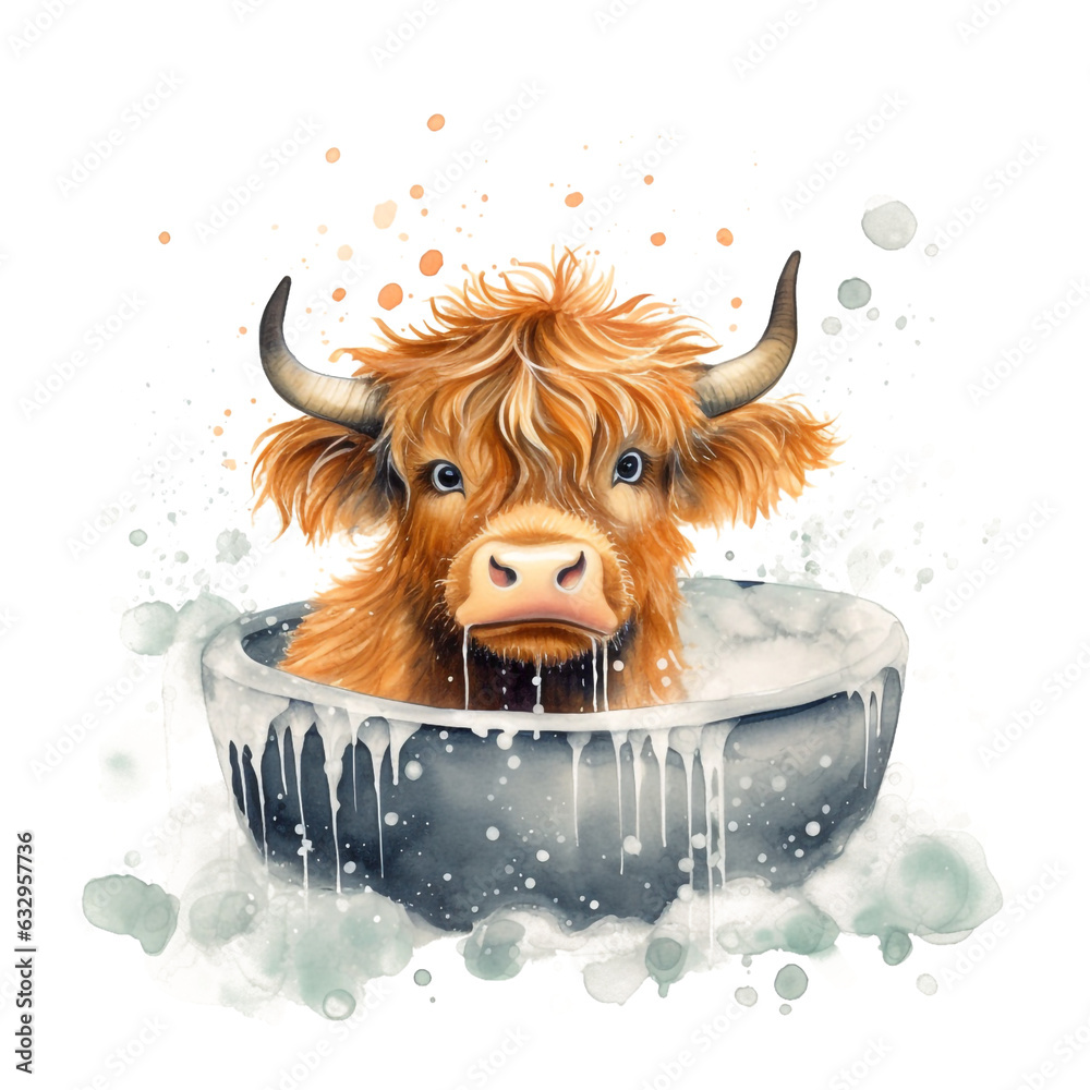 Highland cow png, watercolor clipart, highland cow baby, baby shower ...