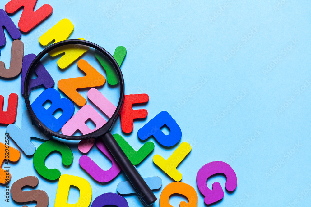 English alphabet made of square wooden tiles with the English alphabet ...