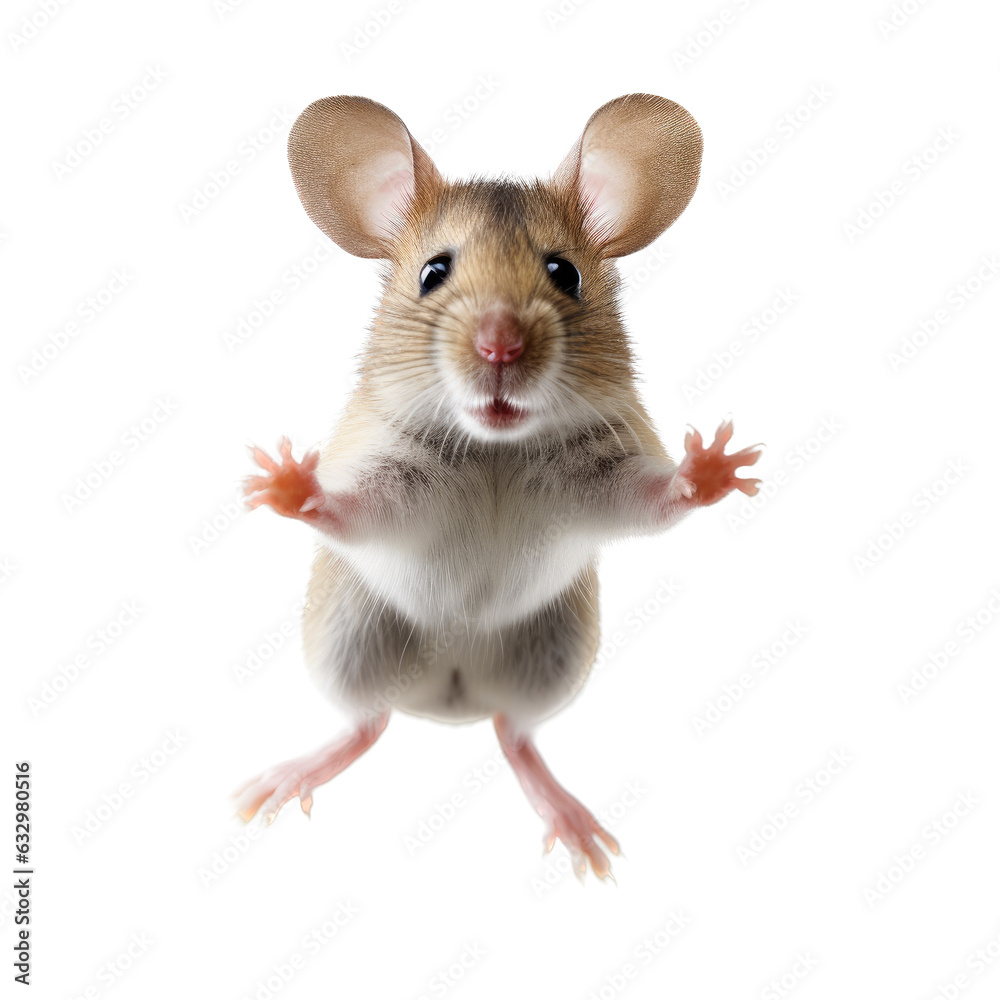 a Mus musculus Field mouse jumping, in motion, frontal view in Nature ...