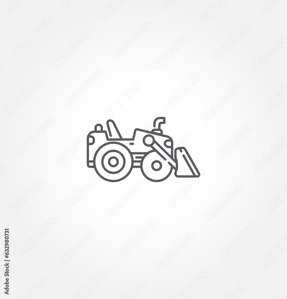 Bulldozer icon. Heavy tracked tractor with blade. Vector simple flat ...