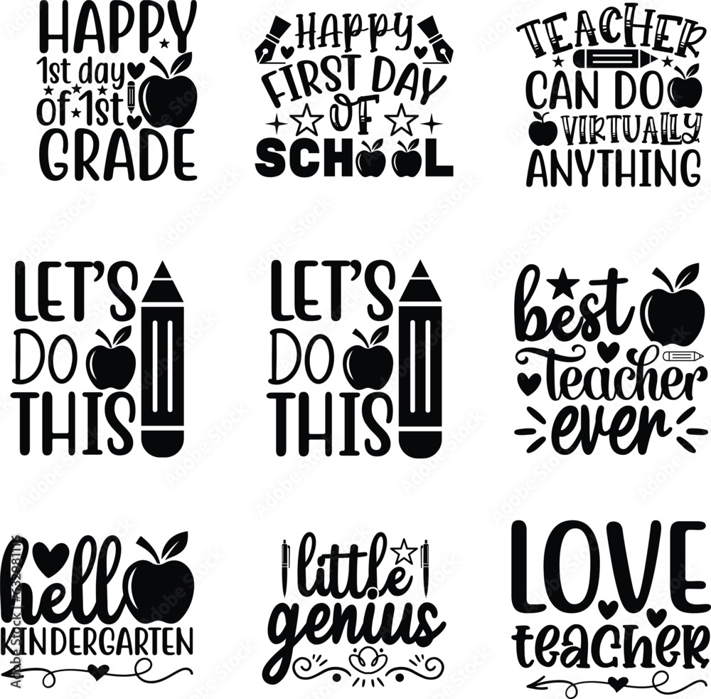 Vecteur Stock Teacher SVG Bundle, Teacher appreciation svg, Teacher svg ...
