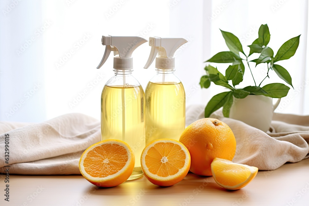 A homemade cleaning spray made from vinegar infused with orange peels ...
