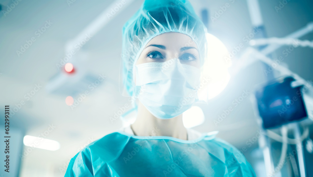 Portrait of woman doctor weaing protective suit during coronavirus ...
