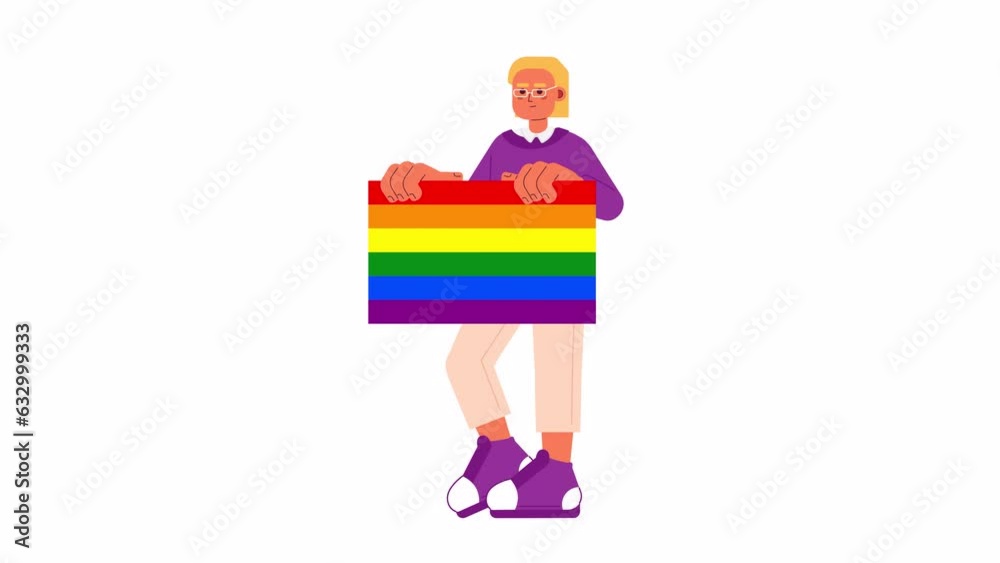 European male homosexual rights activist 2D character animation. Pride ...