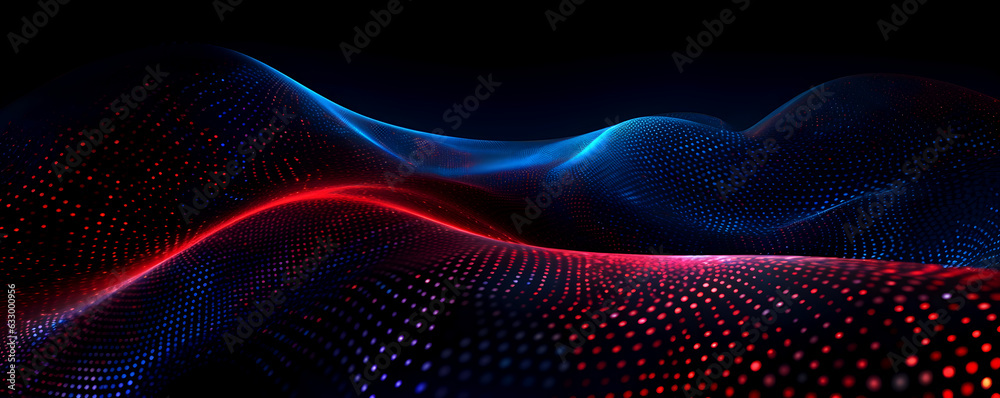 Wave Technology background with blue and red dot - GenerativeAI Stock ...