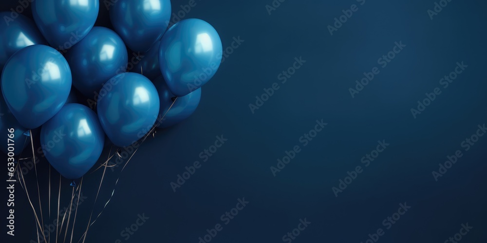 Festive dark blue balloons background banner holiday theme ...