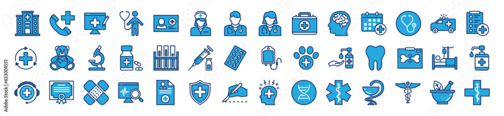 medical care colors icons set. Medicine and Health care icon symbols ...