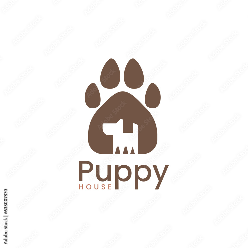Dog paws logo vector icon. Dog home logo vector. Friendly animal house ...