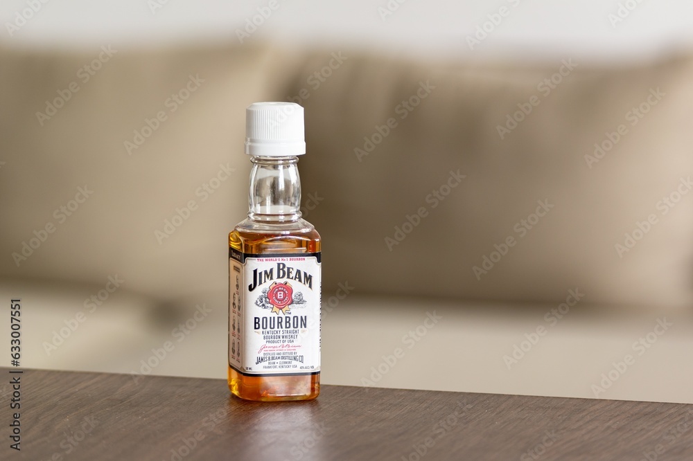 Small bottle of Jim Beam Bourbon Whiskey made in Kentucky, USA Stock ...
