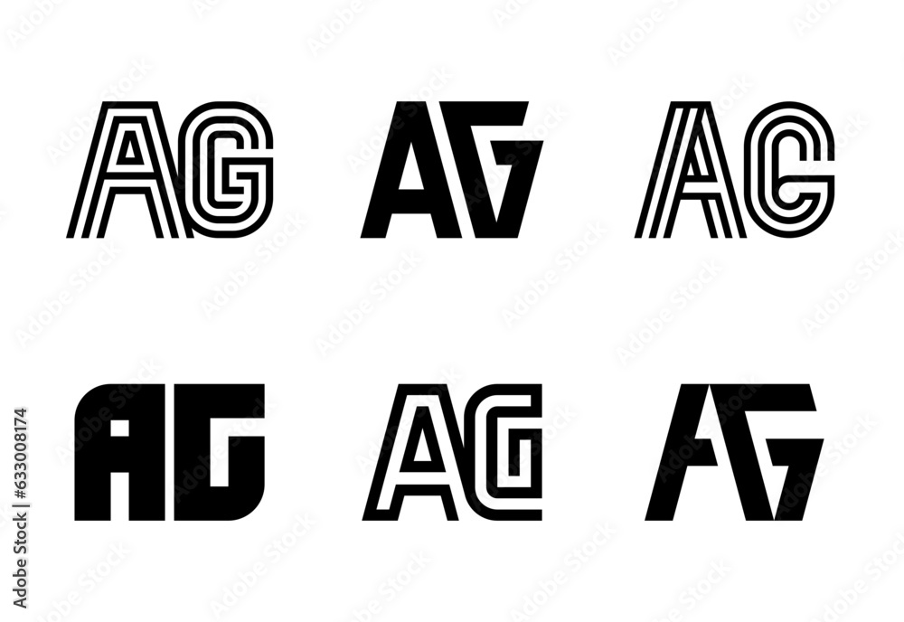 Set of letter AG logos. Abstract logos collection with letters ...