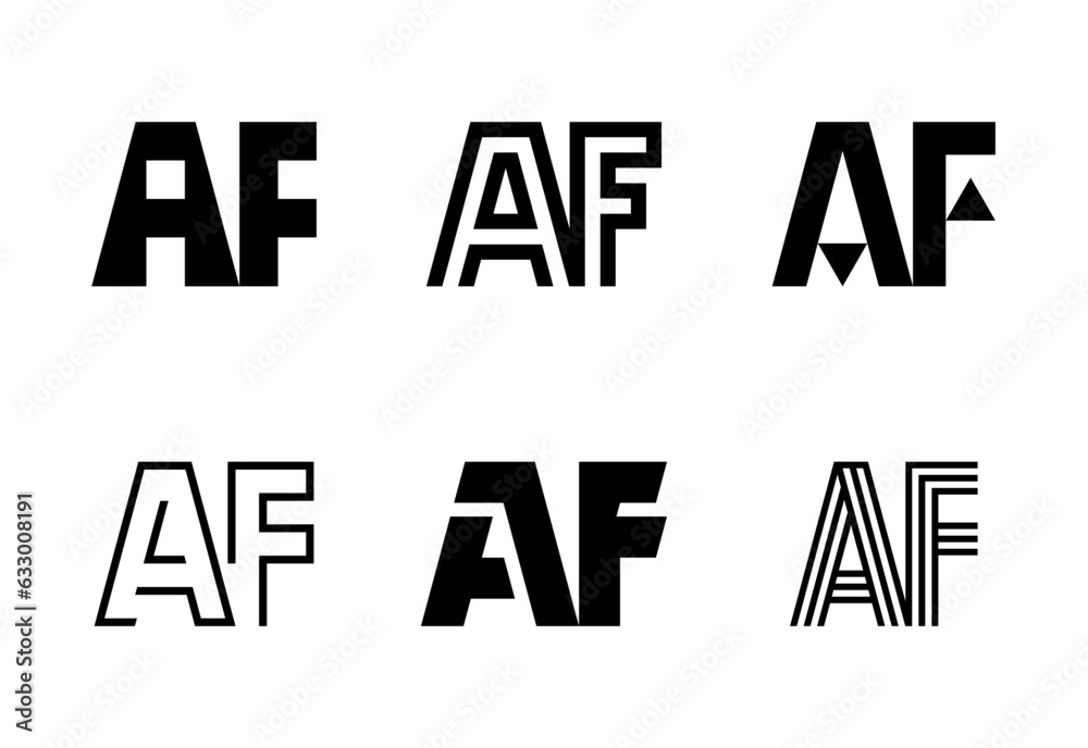 Set of letter AF logos. Abstract logos collection with letters ...