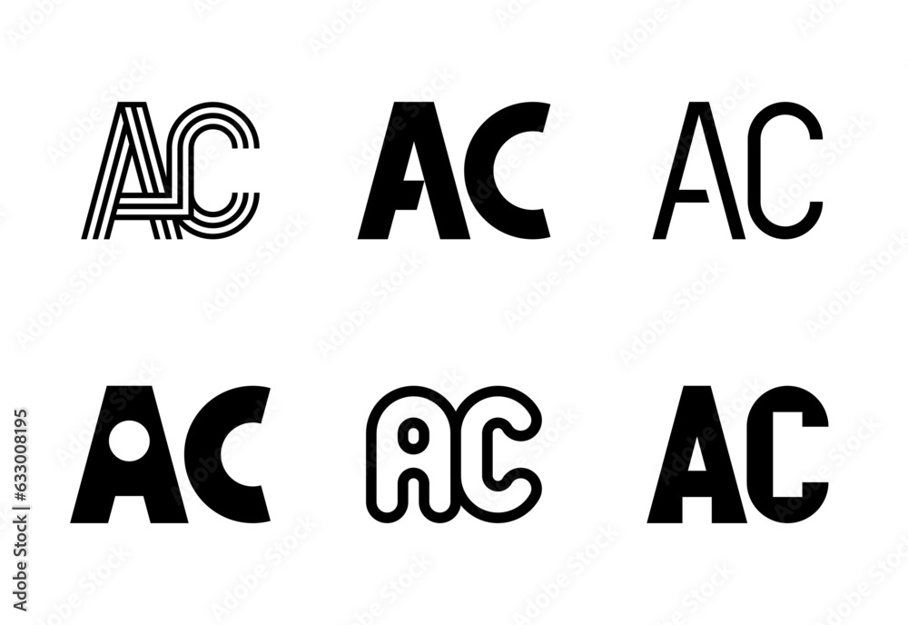 Set of letter AC logos. Abstract logos collection with letters ...