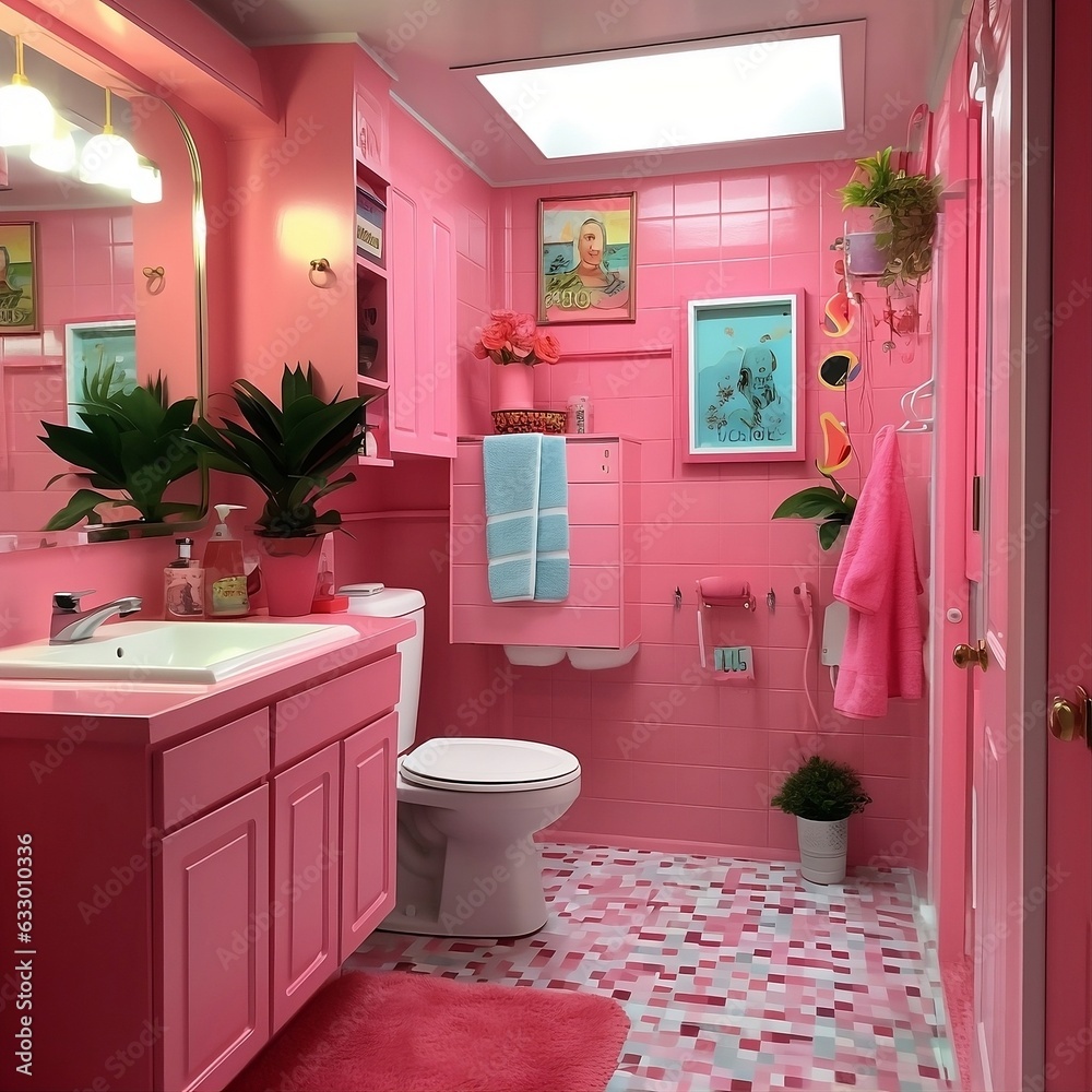 Barbie bathroom design, Pink, barbie, bathroom, design, pink tile ...