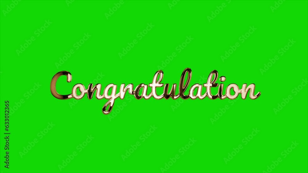 4k green screen footage Congratulation animation, handwritten in golden ...