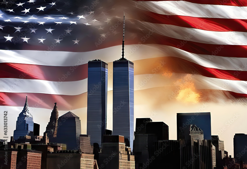 Towers of Unity - Remembering 911 Through the American Flag Stock ...