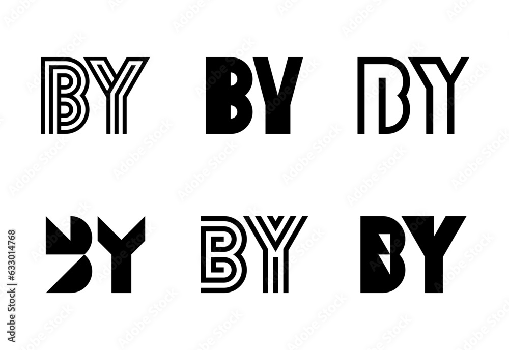 Set of letter BY logos. Abstract logos collection with letters ...