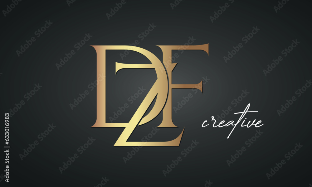 letters DZF golden logo icon premium monogram, creative royal logo ...