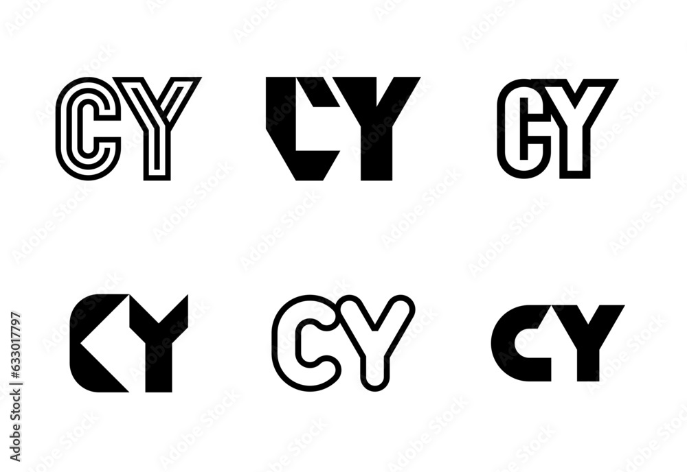 Set of letter CY logos. Abstract logos collection with letters ...