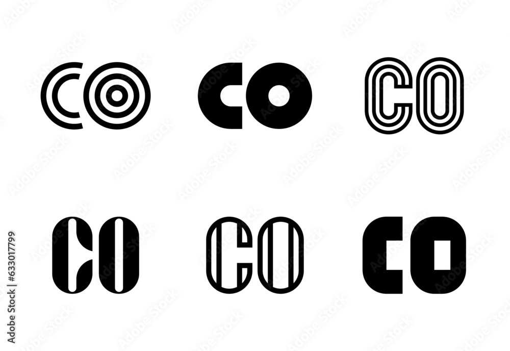 Set of letter CO logos. Abstract logos collection with letters ...