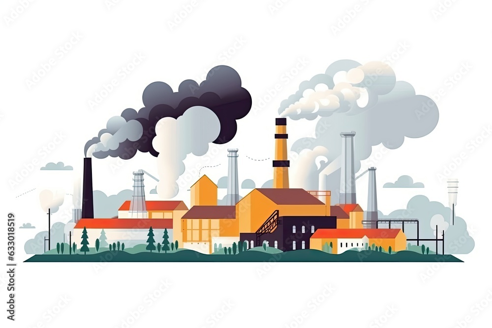 Toxic smoke as a cartoon. Gases from a factory, a volcano, a city ...