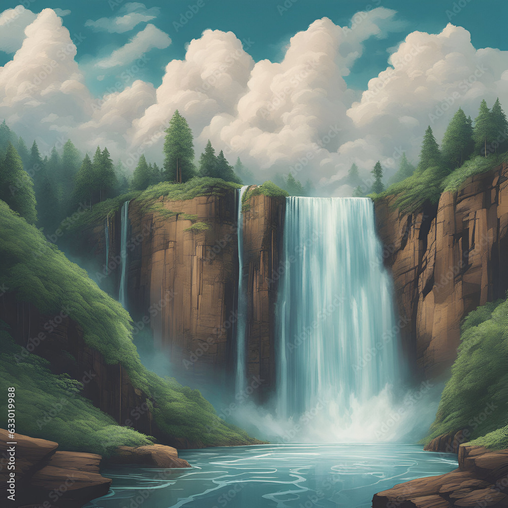 Waterfall defies gravity, flows upwards to merge with the clouds. ⛲☁️ # ...