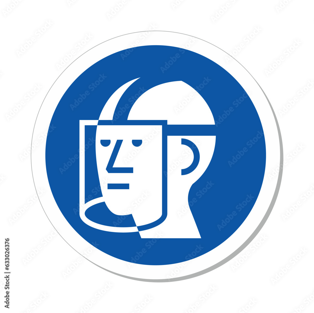 ISO Mandatory Circle Sign: Wear Faceshield Symbol (IS-1009) Stock ...