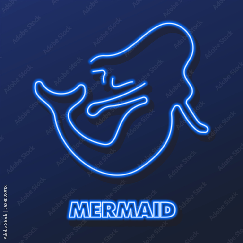 mermaid neon sign, modern glowing banner design, colorful modern design ...