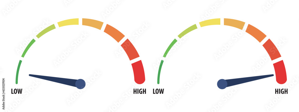 barometers of different quality or level. Colorful speedometer. Vector ...