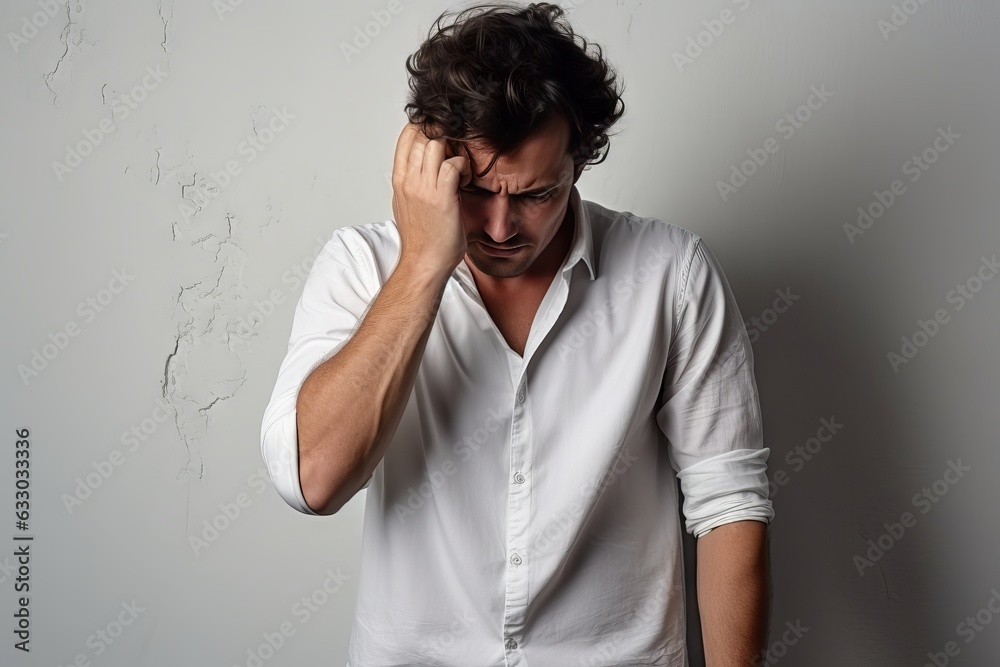 Portrait of annoyed, tired young man, facepalm, feel fatigue and ...