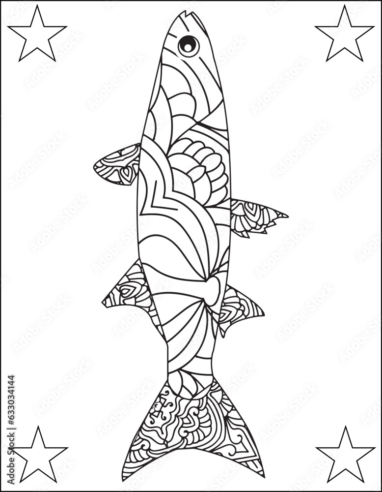Ocean Animals Mandala Coloring Pages. Adult antistress coloring page ...