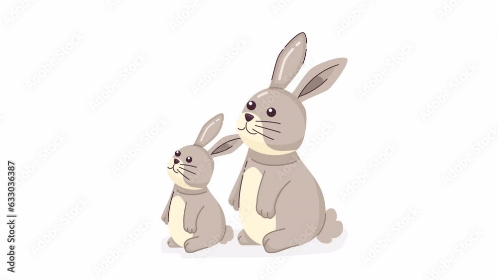 Rabbits bunnies looking up 2D characters animation. Eastern bunnies ...