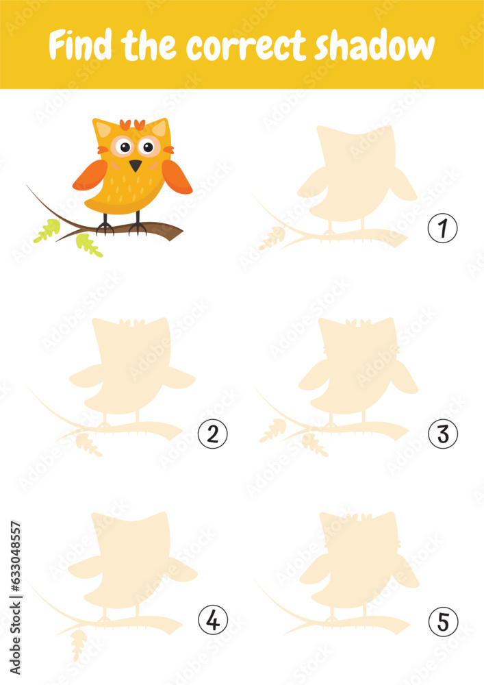 Find the correct shadow. Identify shadows for each object. Preschool ...