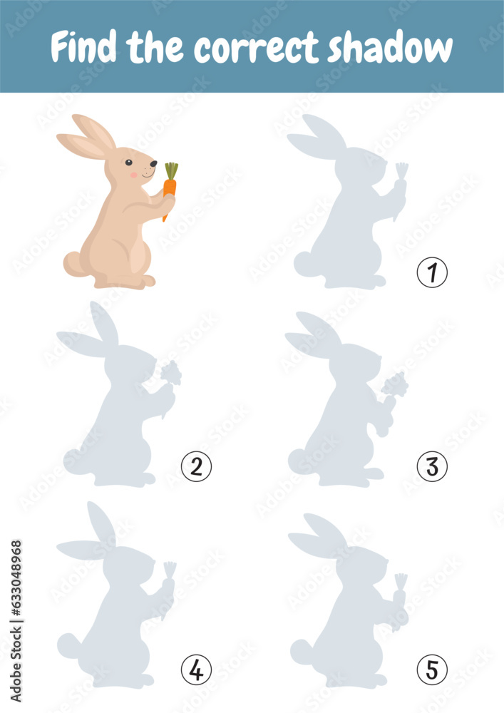 Find the correct shadow. Identify shadows for each object. Preschool ...