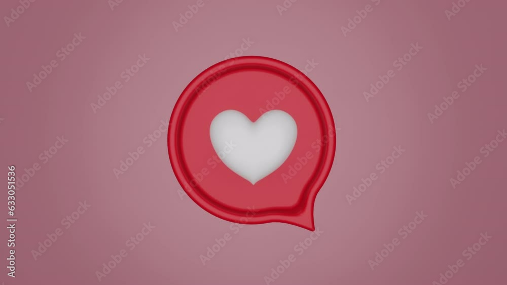 4K Animation of love message box with heart pounding emoji speech on ...