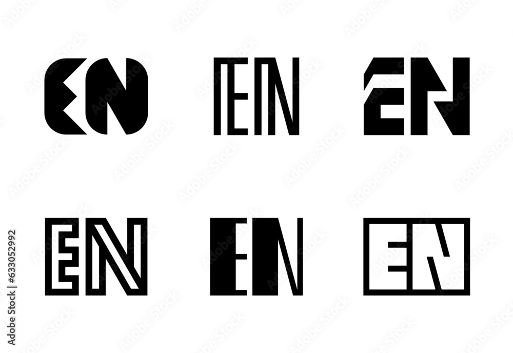 Set of letter EN logos. Abstract logos collection with letters ...