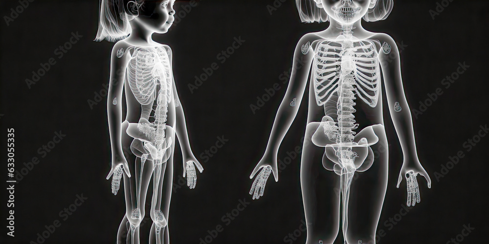 X-ray of child body: An image of a child's body, including the bones ...