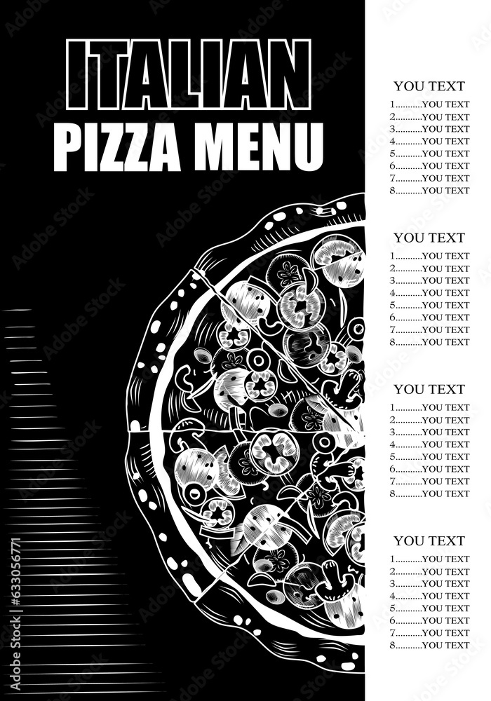 Italian pizza poster. Food menu, restaurant template design. Conceptual ...