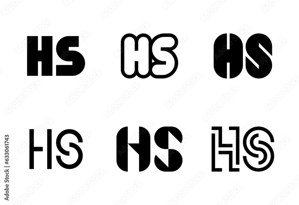 Set of letter HS logos. Abstract logos collection with letters ...
