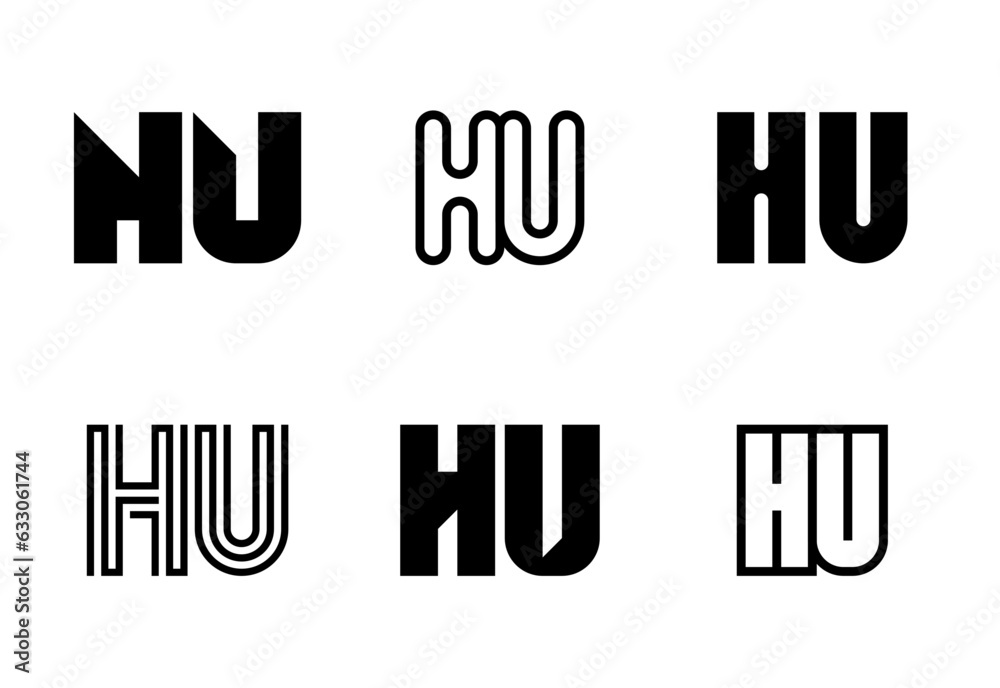 Set of letter HU logos. Abstract logos collection with letters ...