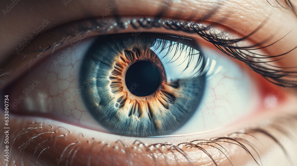 Closeup human eye. Vision. I see the future. Illustration for banner ...