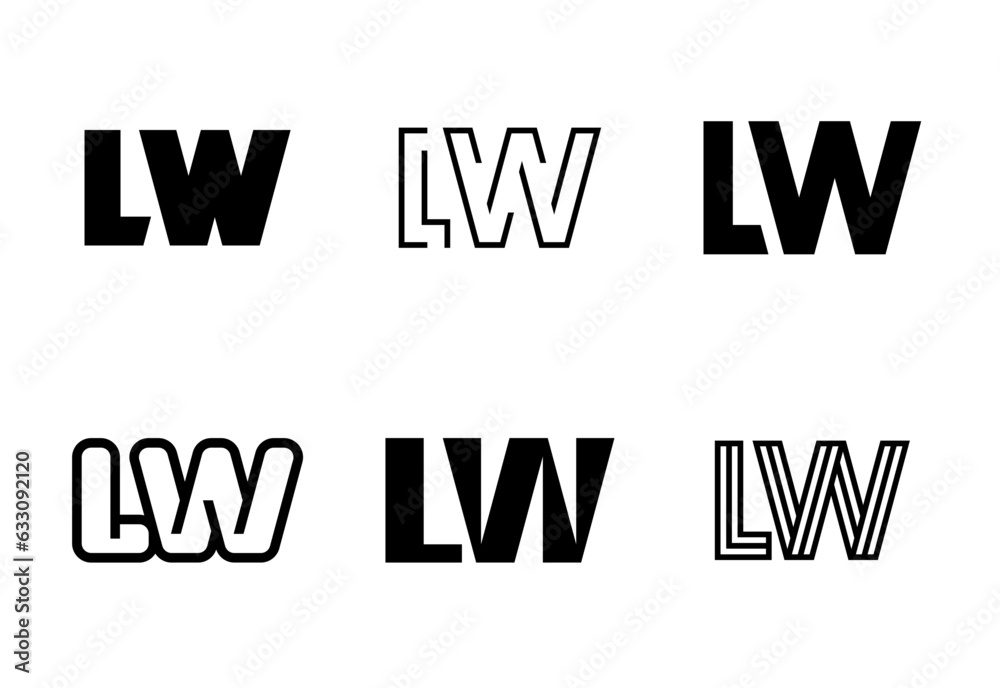 Set of letter LW logos. Abstract logos collection with letters ...