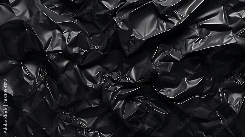 Different types of plastic wrap textures collection black background ...