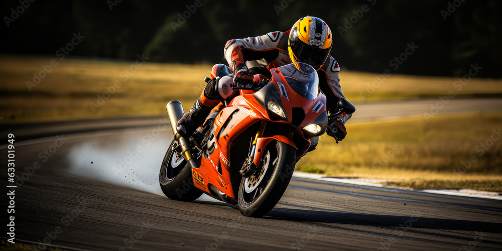 High-Speed Motorcycle Action: Lean into Fast Corner on MotoGP Track ...