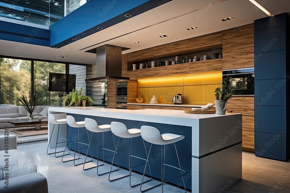 Contemporary interior design for a modern home with a bright kitchen ...