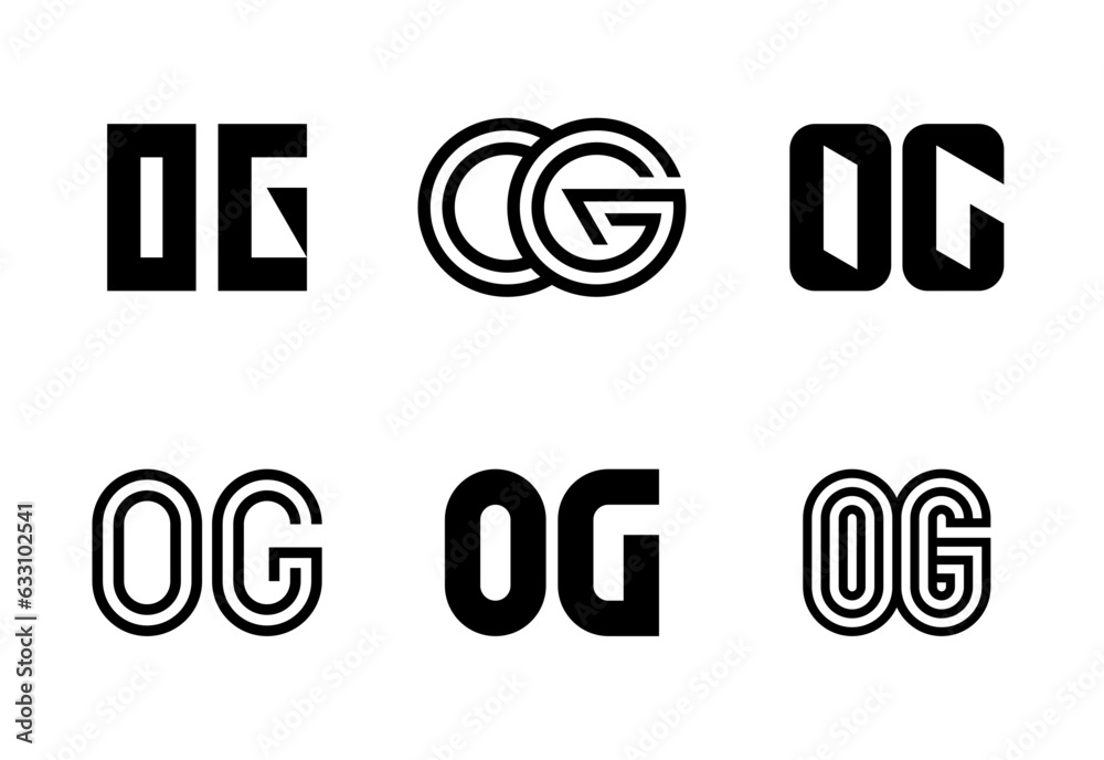 Set of letter OG logos. Abstract logos collection with letters ...