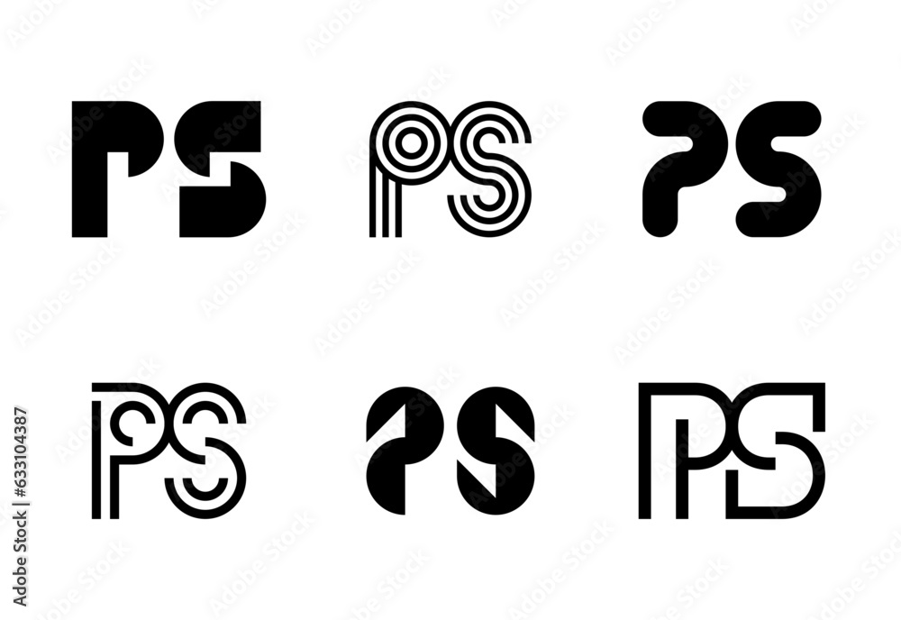 Set of letter PS logos. Abstract logos collection with letters ...