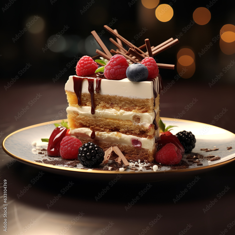 delicious michelin star cake mousse fruit caramel fine dining plate ...