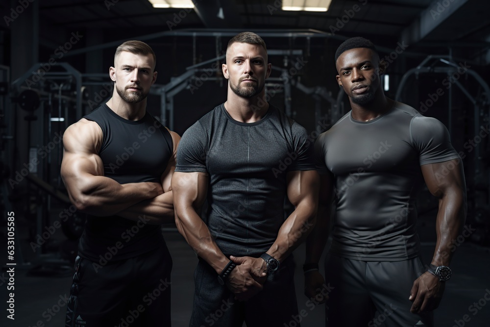 very athletic african and caucasian bodybuilders Stock Photo | Adobe Stock